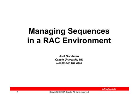 Managing Sequences In Oracle Rac Environments