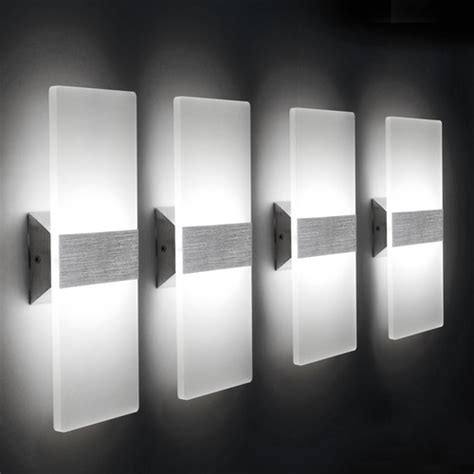 Modern Wall Sconce 12w Set Of 4 Led Wall Lamp Cool White Acrylic