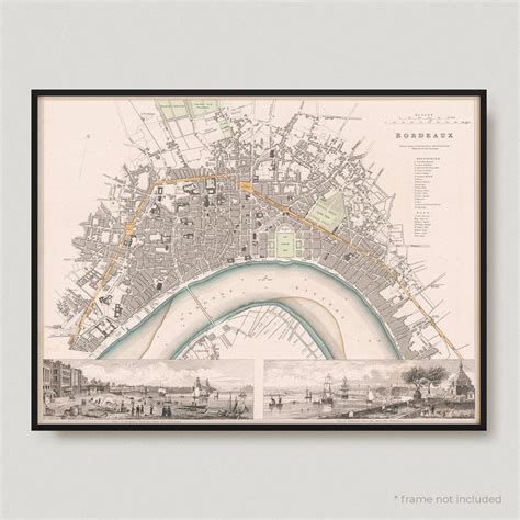 1832 Map Of Bordeaux Antique Map Of Bordeaux Old Historical Map Of