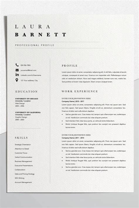 Easy Cv Template Resume Template Minimalist Professional Resume