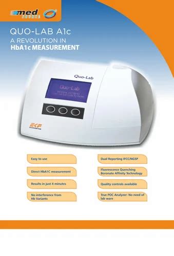 Automatic Quolab Hba1c Analyzer For Clinical Model Namenumber Ekf