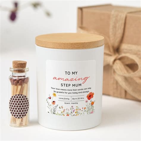 Candle For Step Mum Mothers Day T Custom Message With T Box