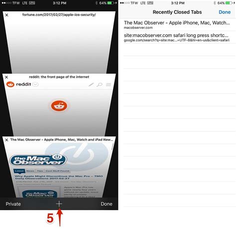 Ios Long Press Icons For Safari Shortcuts
