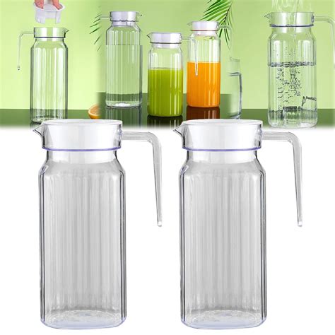 Aminojy Acrylic Pitchers Clear Plastic Pitcher With Removable Lid