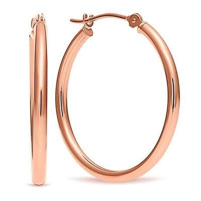 14k Rose Gold 4mm Polished Round Tube Hoop Earrings Diameter 25mm Ebay