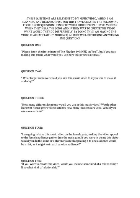 Focus Group Questions