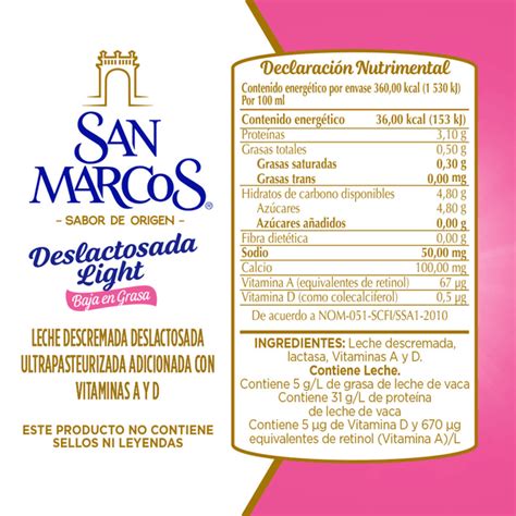 San Marcos Leche Deslactosada Light 1 L H E B México