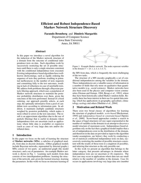 Pdf Efficient And Robust Independence Based Markov Network Structure