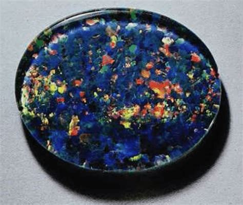 Opal Stone Assembled Cabochon Blue International Gem Society