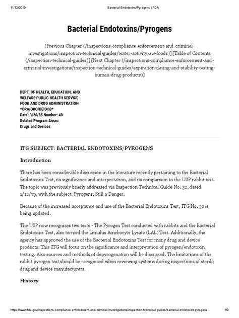 Endotoxins Pyrogens Fda Pdf Wellness