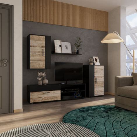 Mueble De Pared Berno Antracitabeige Juego De 4 Piezas Vicco