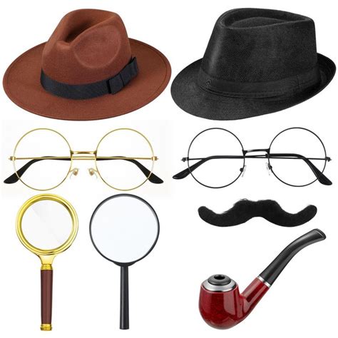Jeyiour 8 Pcs Detective Costume Accessories For Adults Men Women