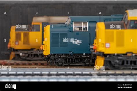 Class 55 Deltic In Br Blue Small Logo Livery Between Two Class 37