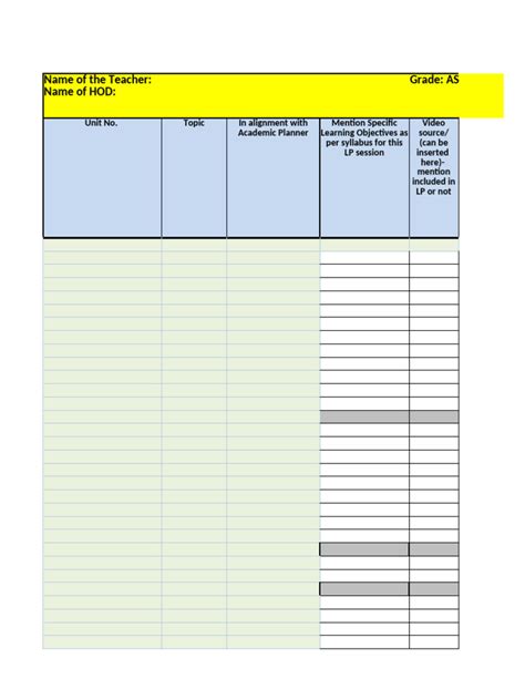 Lesson Plannig Sheet Checklist Sample Ig And Al Pdf