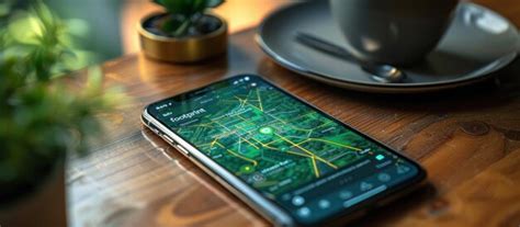 Smartphone With Map App On Wooden Table Premium Ai Generated Image