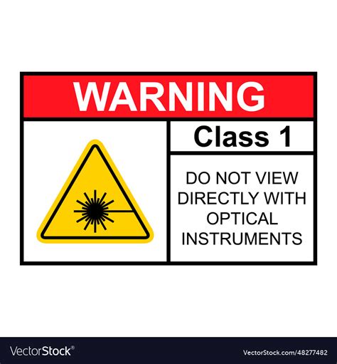 Laser Radiation Danger Class 1 Label Icon Safety Vector Image