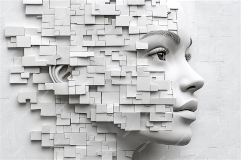 Abstract Geometric Face Design Depicting The Fragmentation And Reconstruction Of Identity And