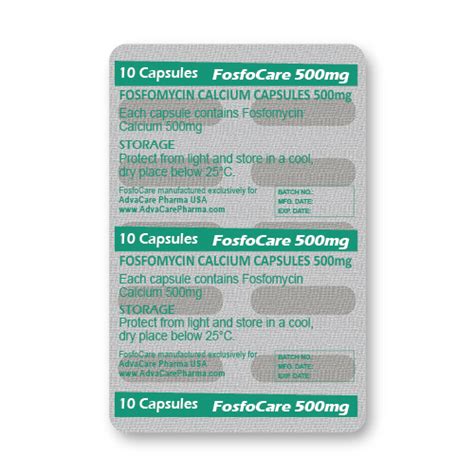 Fosfomycin Calcium Capsules Manufacturer Advacare Pharma