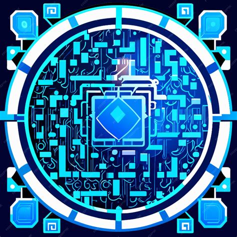 Qr 바코드 블루 회로판 디지털 Qr 코드 ⁇ 터 ⁇ 화 프리미엄 벡터