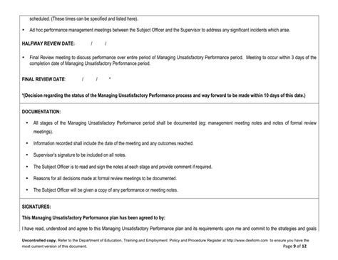 Managing Unsatisfactory Performance Plan In Word And Pdf Formats Page 9 Of 10