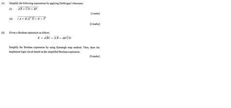 Solved C Simplify The Following Expressions By Applying Chegg