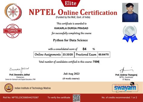 Durga Prasad Kakarla On Linkedin Nptel Certification Python