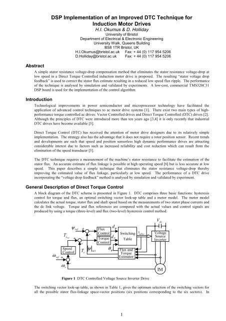 Dsp Implementation Of An Improved Dtc Technique For Induction