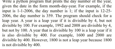 Solved Write A Python Program That Prints The Day Number Of Chegg