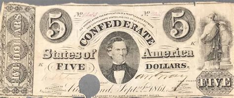 Authentic Civil War Confederate Money 5 Note Standard Grade Certified