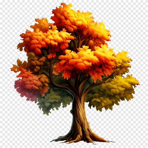 가을의 나무 나무 가을 단풍 여러 가지 빛깔의 단풍 염색하다 무지개 색 이파리 부족 Png Pngegg