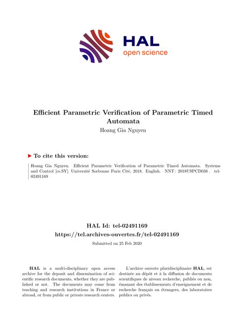 Pdf Efficient Parametric Verification Of Parametric Timed Automata