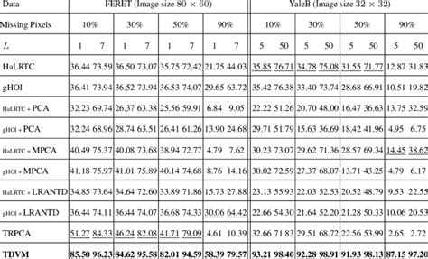 Face Recognition Results Average Recognition Rates On The Feret And