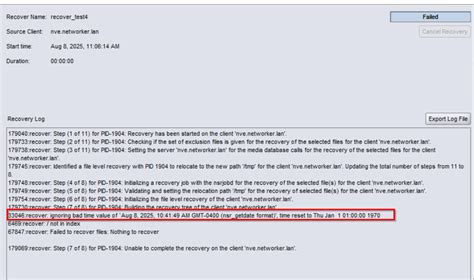 Networker Fs Restore Failing With Error Recoverignoring Bad Time