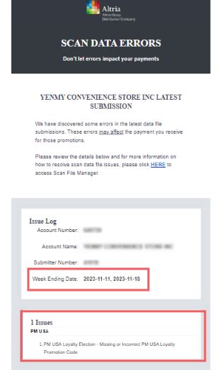 Troubleshooting Altria Scan Data Loyalty Errors