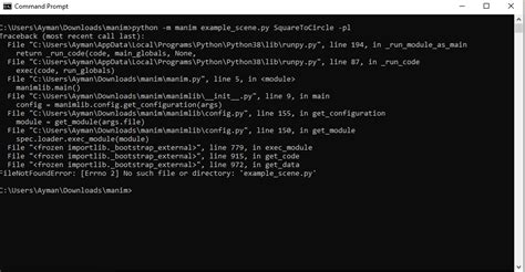 Filenotfounderror Errno 2 No Such File Or Directory Examplescenepy · Issue 1107 · 3b1b