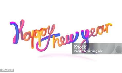 편지와 함께 스톡 벡터 일러스트 레이 션 해피 뉴가 어 폰트입니다 글로시 오렌지 페인트 편지입니다 3d 스타일 반짝 거품 글꼴의