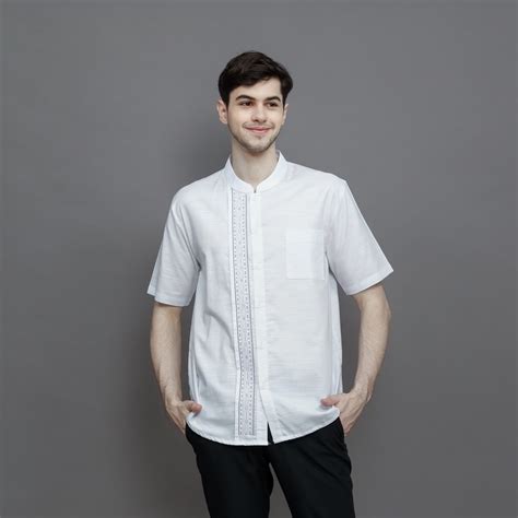 Jual Baju Koko Pria Kanz Kemeja Koko Pria Bordir Lengan Pendek