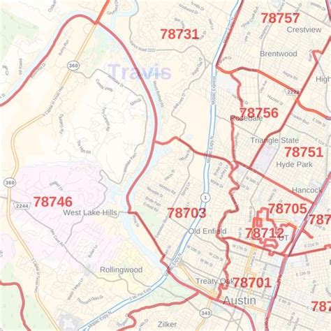 Travis County Texas Zip Codes Map