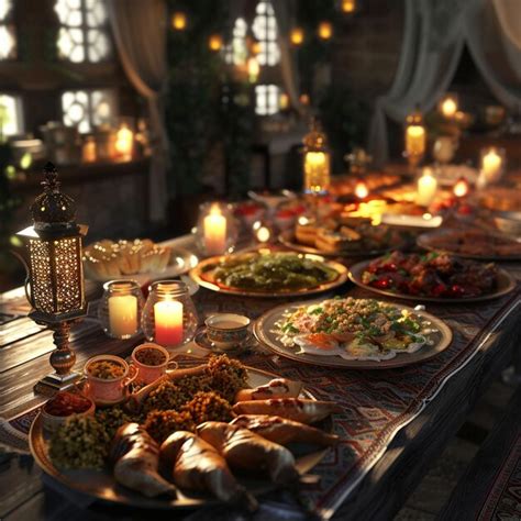 Premium Photo Abundant Feast On A Long Dining Table