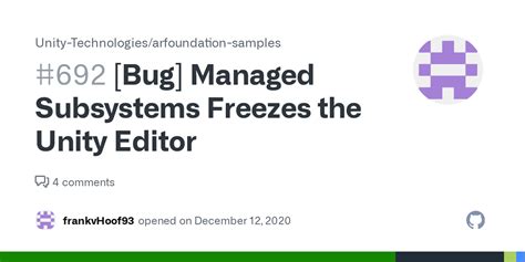 [bug] managed subsystems freezes the unity editor · issue 692 · unity