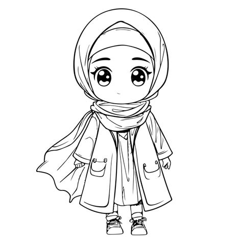 Cute Vector Illustration Of A Hand Drawn Cartoon Of Hijab Girl