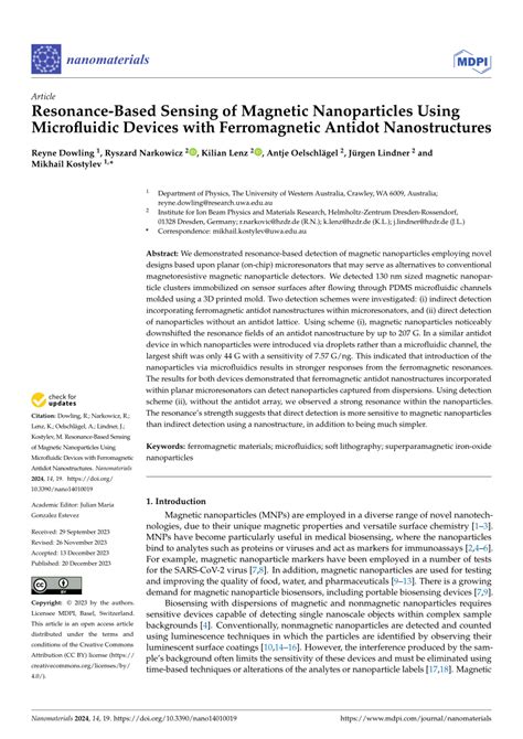 Pdf Resonance Based Sensing Of Magnetic Nanoparticles Using Microfluidic Devices With