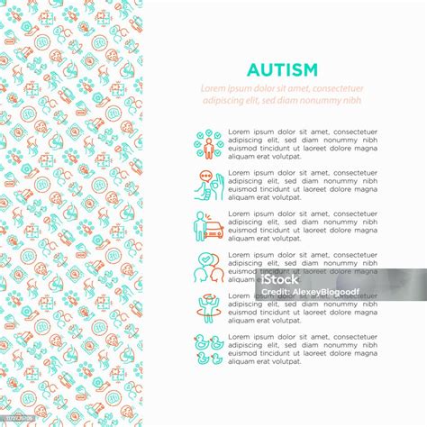 자폐증 개념 증상 및 적응 기술 얇은 라인 아이콘 반복적인 행동 고정 관념 위험 무시 자동 침략 히스테리 사회적 상호 작용 현대 벡터 그림입니다 강박장애에 대한 스톡 벡터