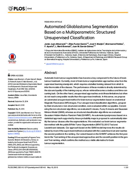 Pdf Automated Glioblastoma Segmentation Based On A Multiparametric