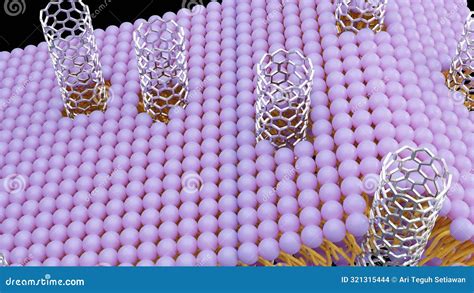3d Rendering Of Isolated Of Carbon Nanotube Porins Stock Illustration