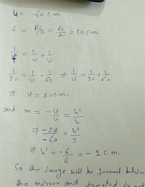 Q An Object Cm In Height Is Placed A Distance Of Cm From A Convex Mirror Of Radius Of