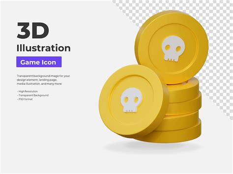 Premium PSD | Pirate gold coin game icon 3d illustration