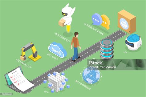 디지털 혁신의 3d 이소메트릭 플랫 벡터 개념 적 그림 3차원 형태에 대한 스톡 벡터 아트 및 기타 이미지 3차원 형태 경제 과학 Istock