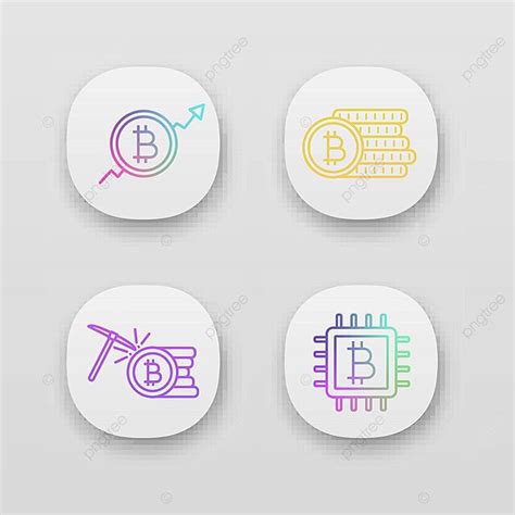 Bitcoin Cryptocurrency App Icons Set Illustration Savings Money Vector