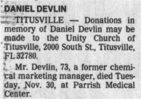Obituary For Daniel Devlin ™